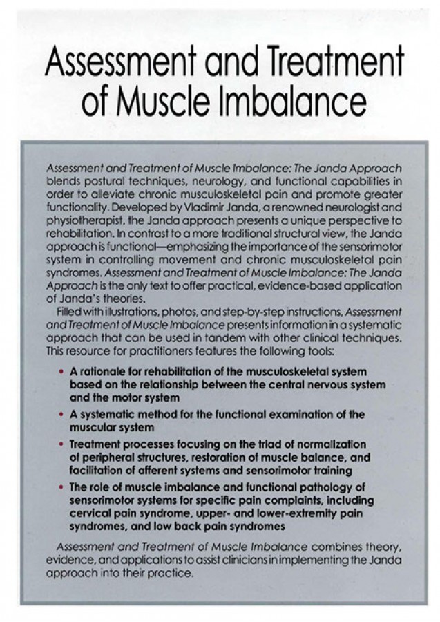Assessment and Treatment of Muscle Imbalance The Janda Approach